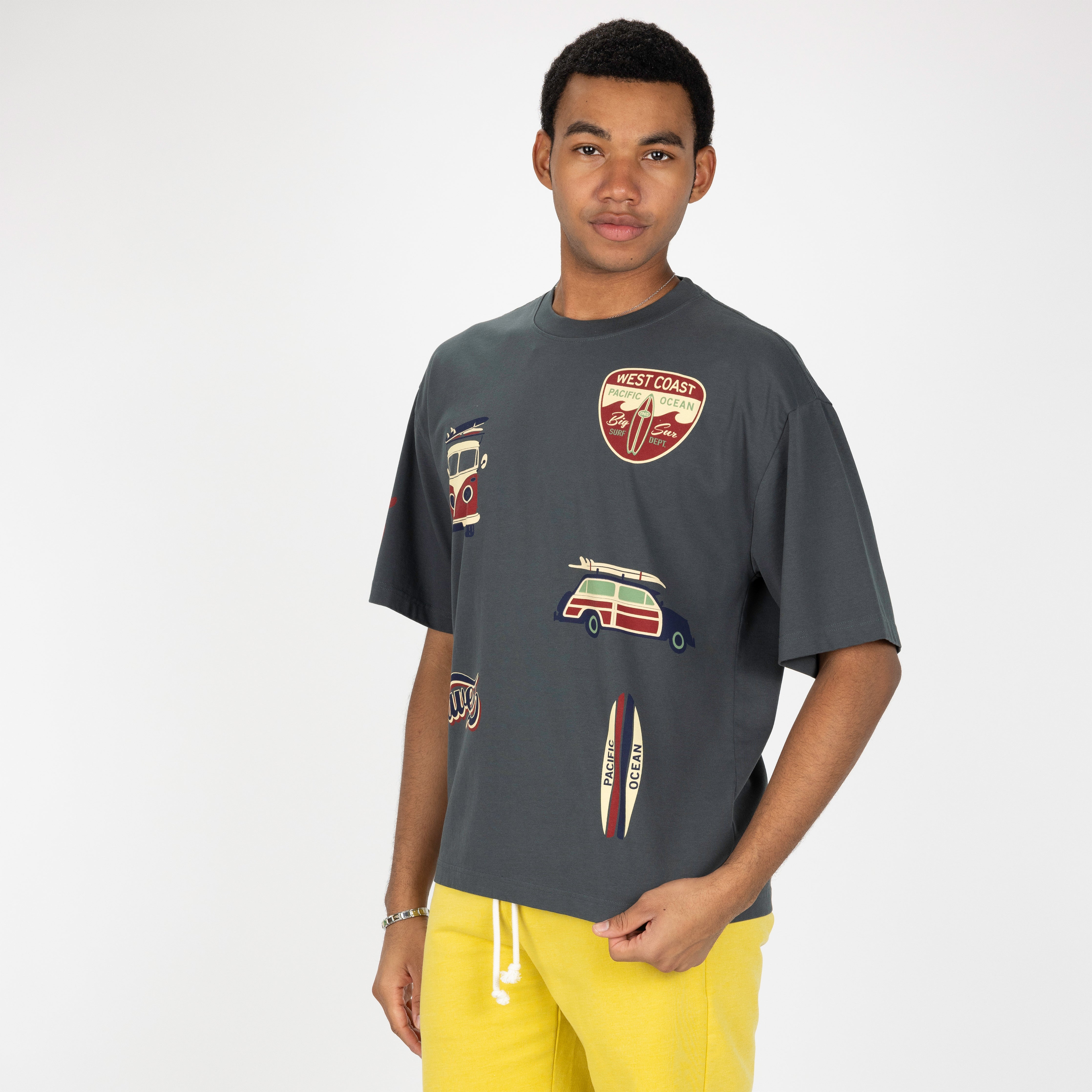 Premium Heavy Cotton Boxy Fit Discharge Print Tee - Darkest Spruce / S ...