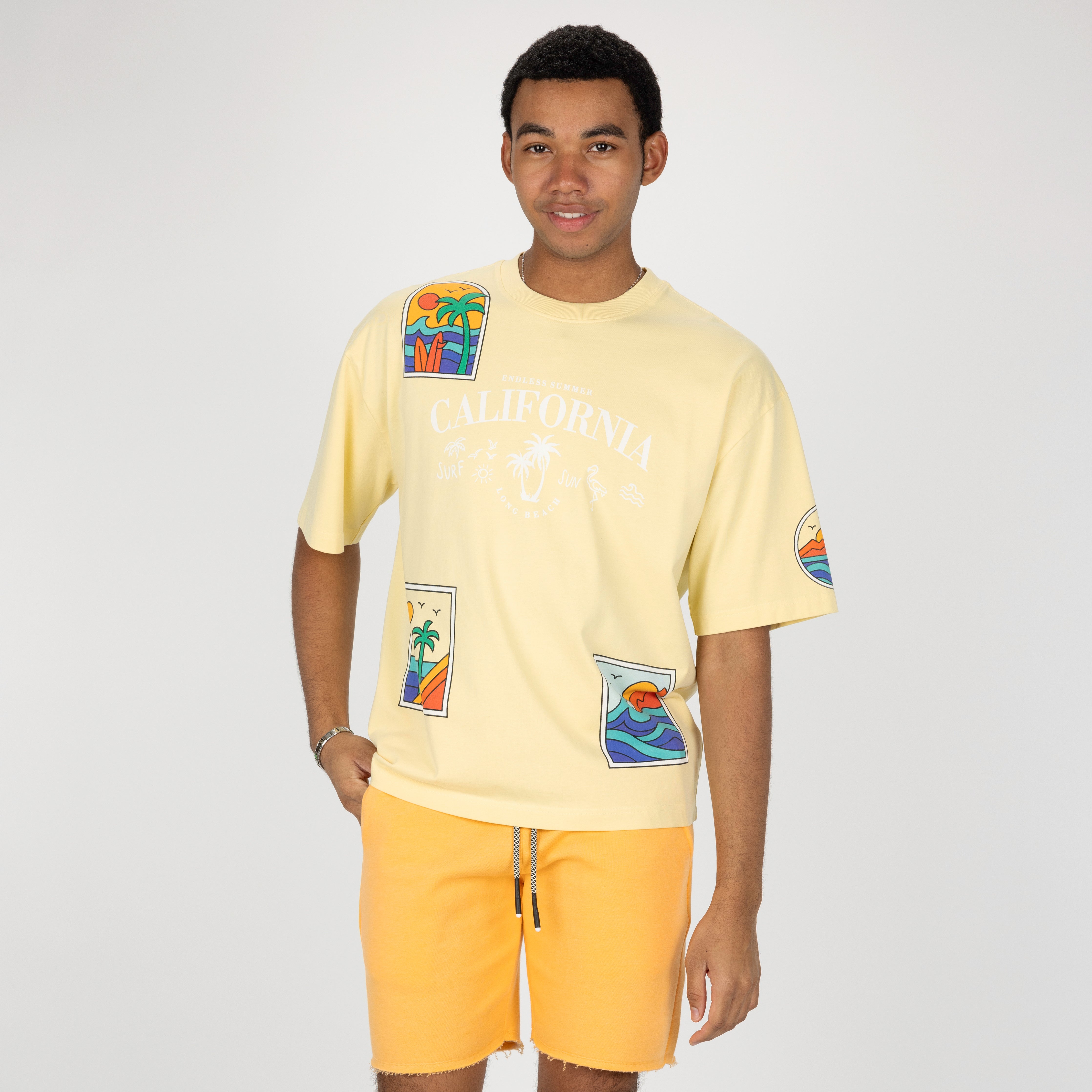 Premium Heavy Cotton Boxy Fit Discharge Print Tee - French Vanilla / C ...
