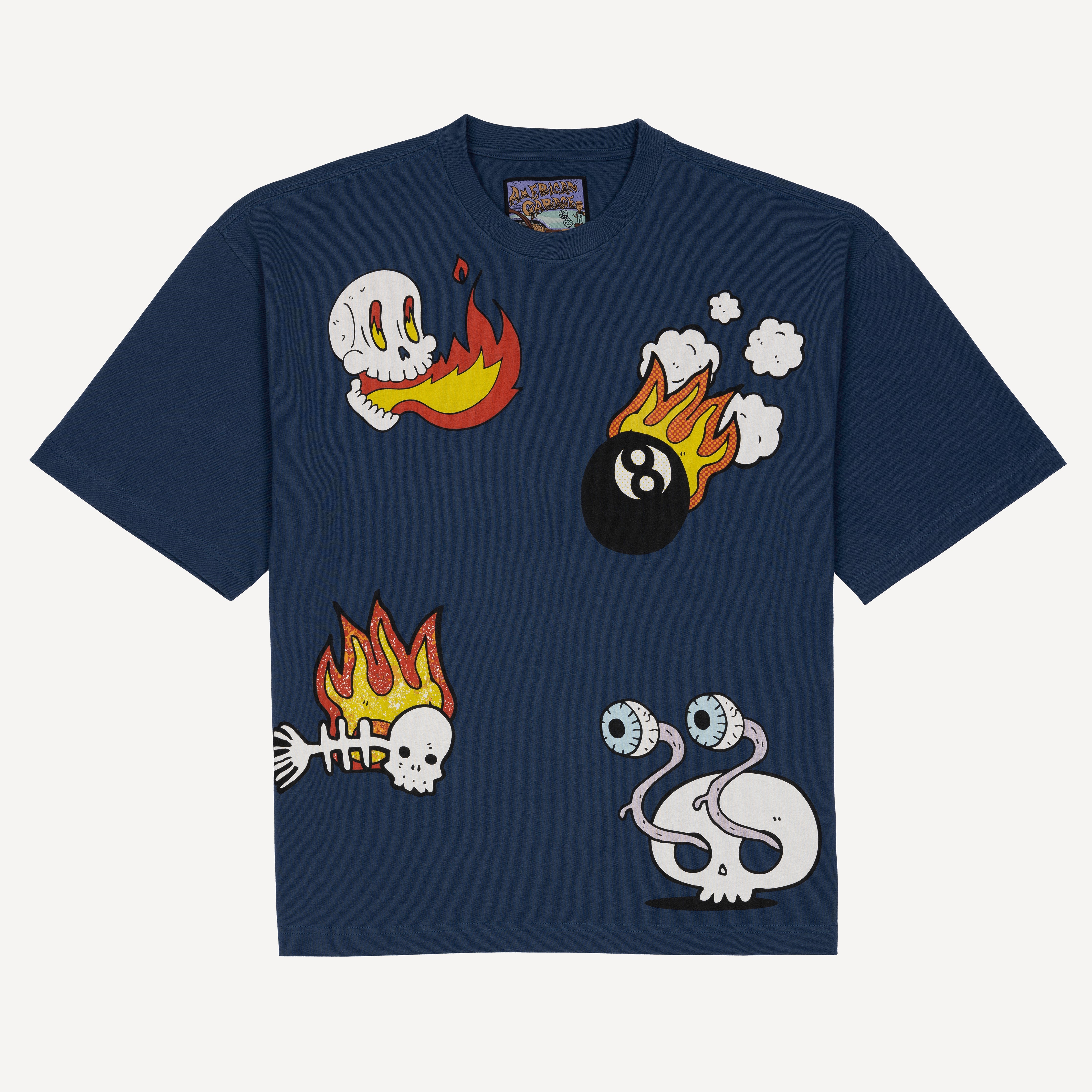 Premium Heavy Cotton Boxy Fit Discharge Print Tee - Key Largo / Flame ...
