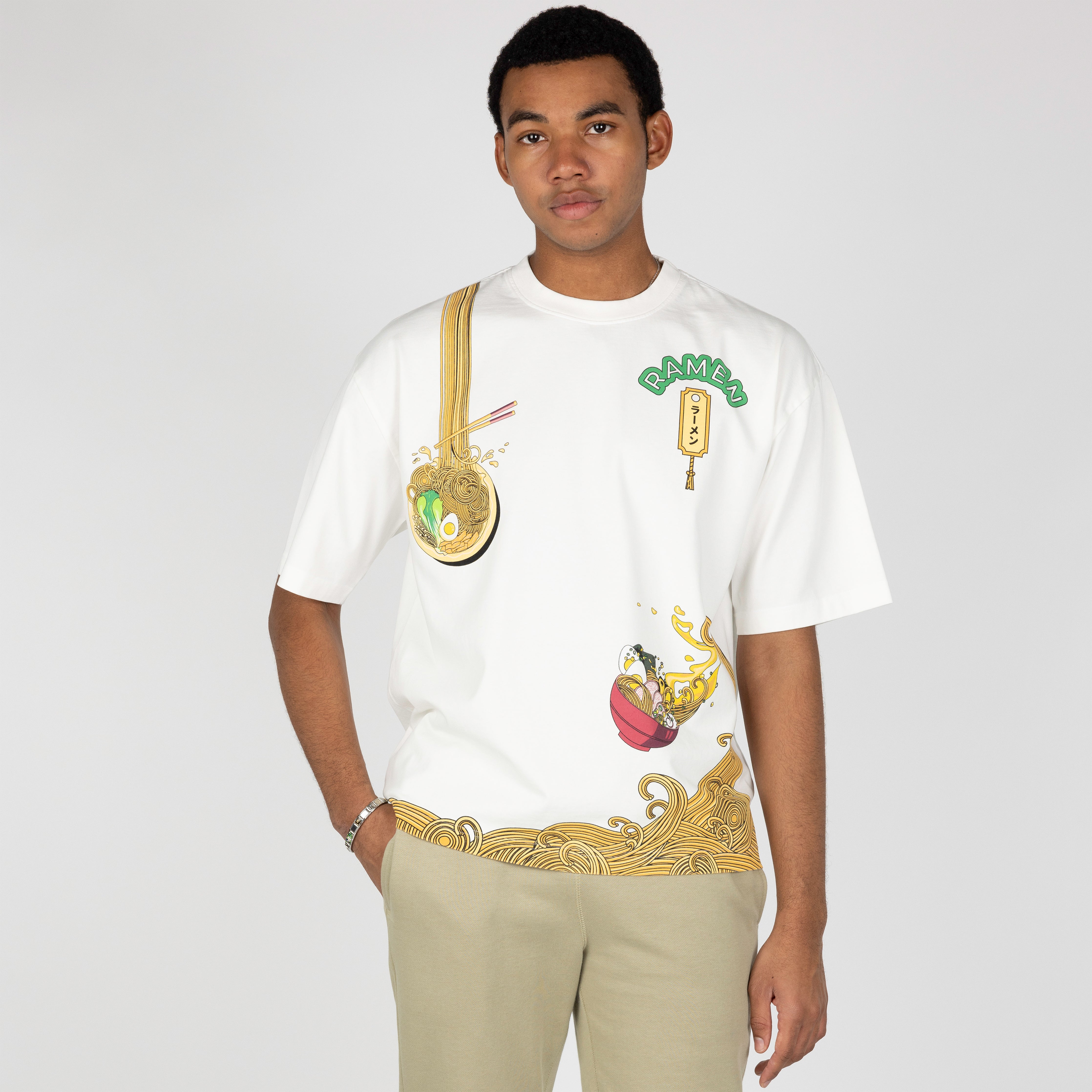 Premium Heavy Cotton Boxy Fit Discharge Print Tee - Bright White / Ram ...