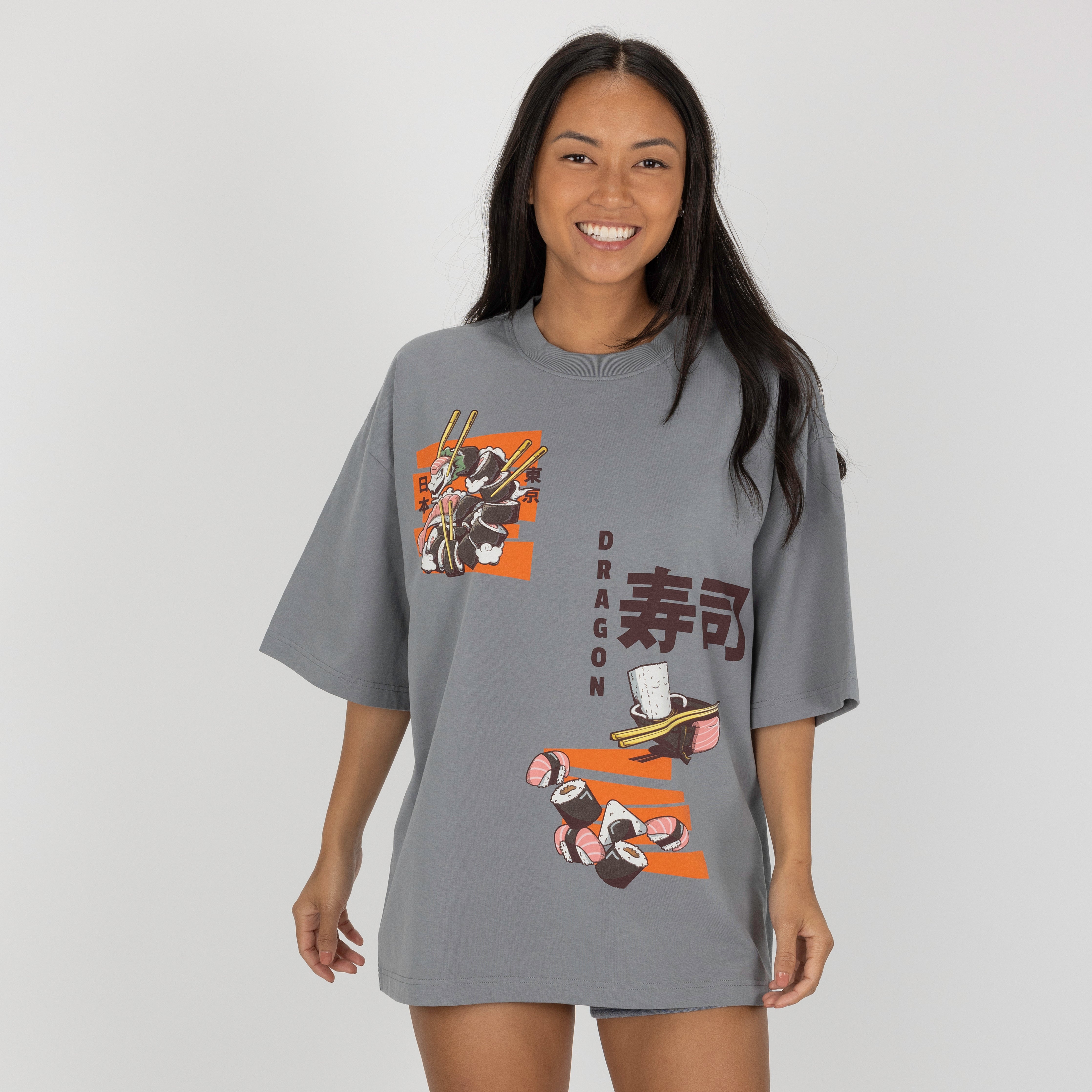 Premium Heavy Cotton Boxy Fit Discharge Print Tee - Monument / Dragon ...